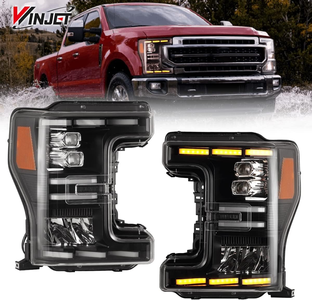 Buy Winjet LED Headlight Assemblies for 2017-2019 Ford F250 F350 F450 ...