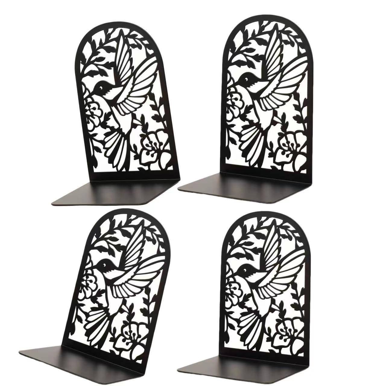 Deefongo Book Ends,Metal Bookends,2 Pair Black Book Ends for Shelves ...