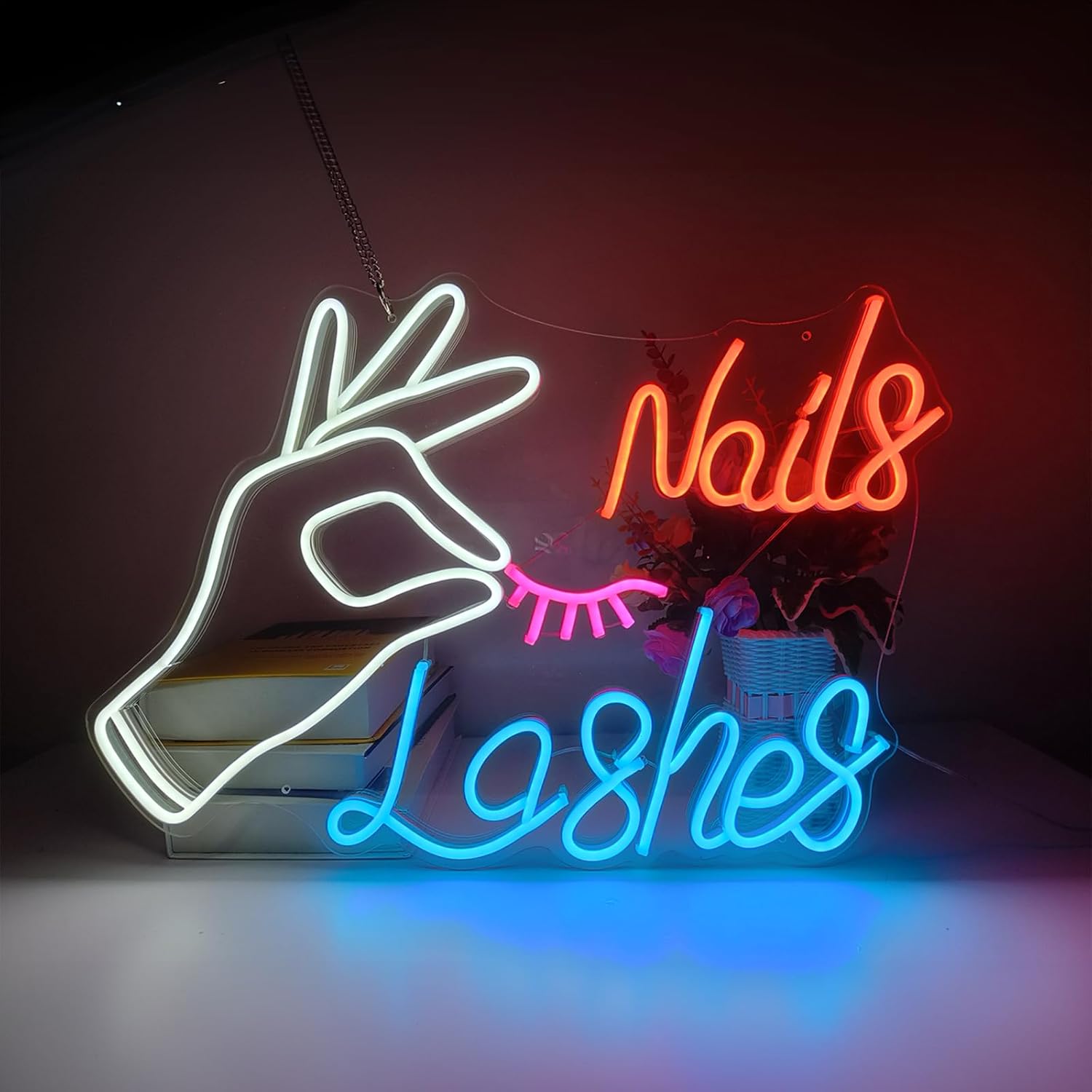 Nails Lashes Neon Sign, USB Powered with Dimmer, RSEthan Signs for Wall ...