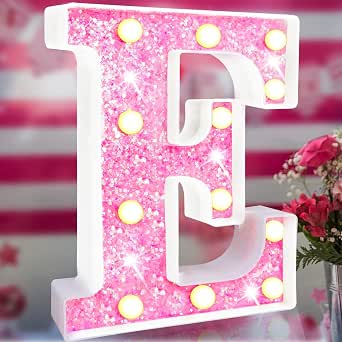 Letras iluminadas, letras del alfabeto con purpurina, luces LED rosadas ...