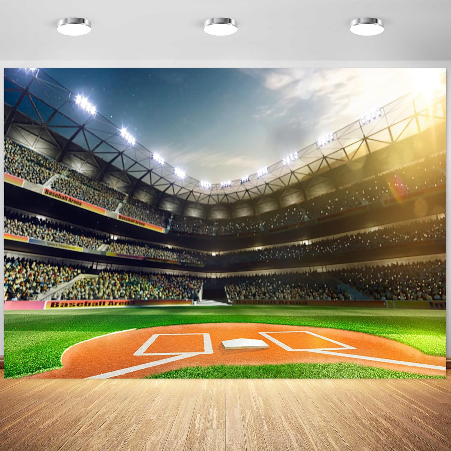 Amazon.com : 12x8ft Baseball Backdrop Baseball Field Stadium ...