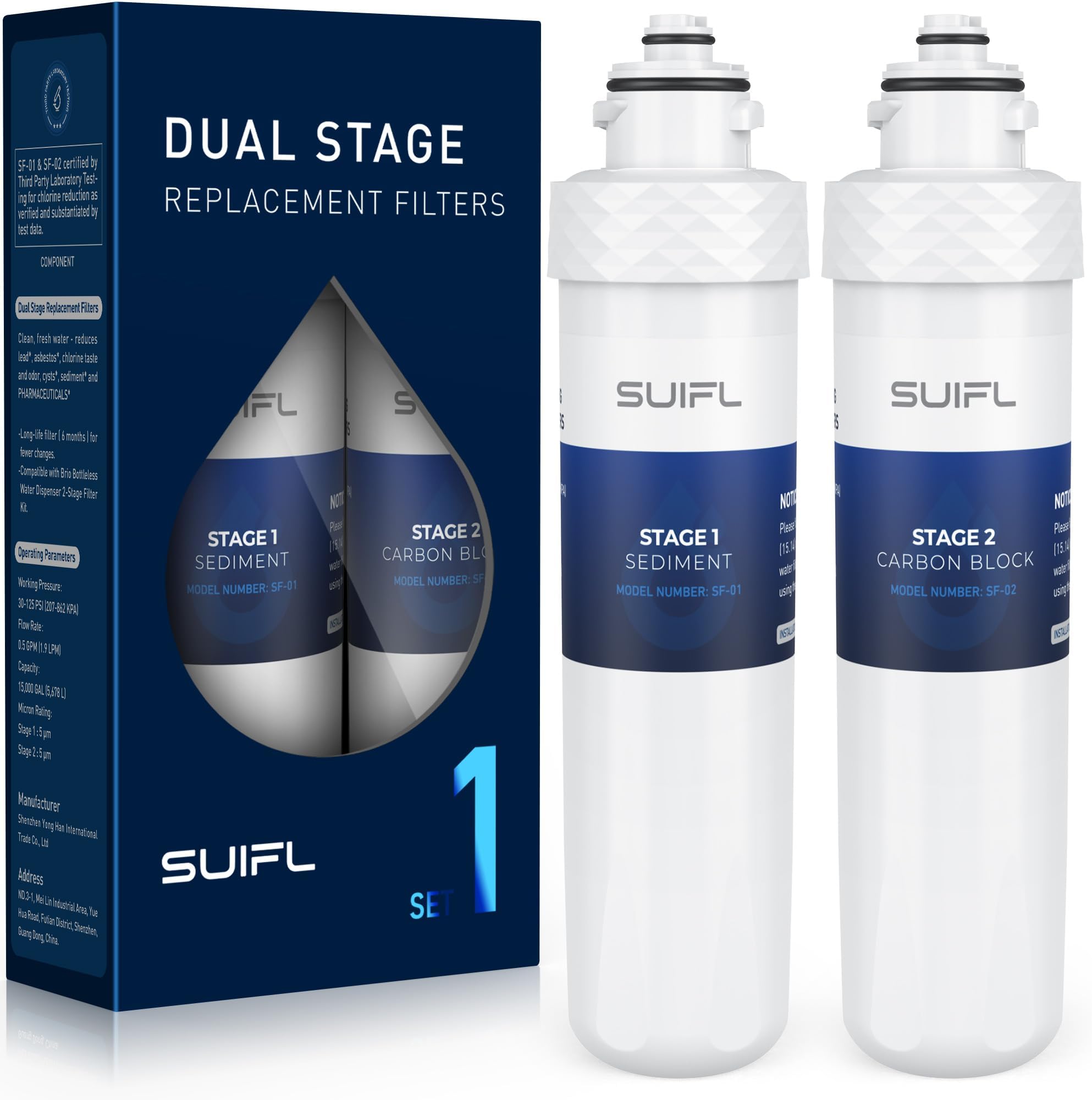 Amazon.com: Suifl 2 Stage Water Cooler Filter Replacement Kit ...