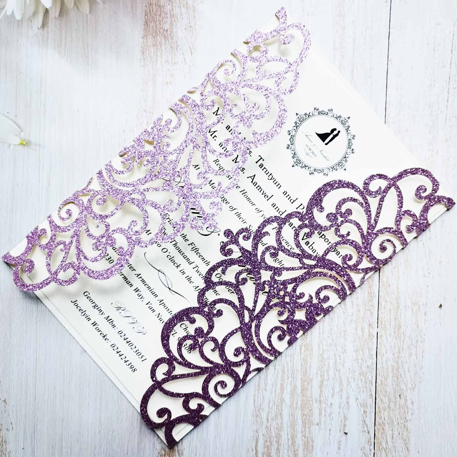 Lavender Lace Wedding Invitations