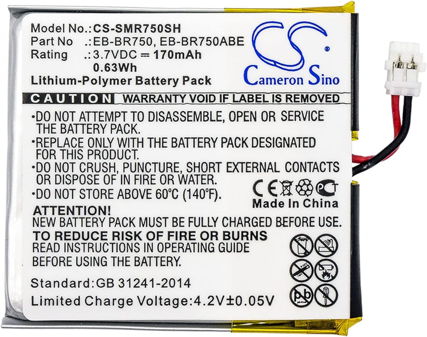 Amazon.com: Cameron Sino Battery for Samsung Galaxy Gear S R750, Gear S ...