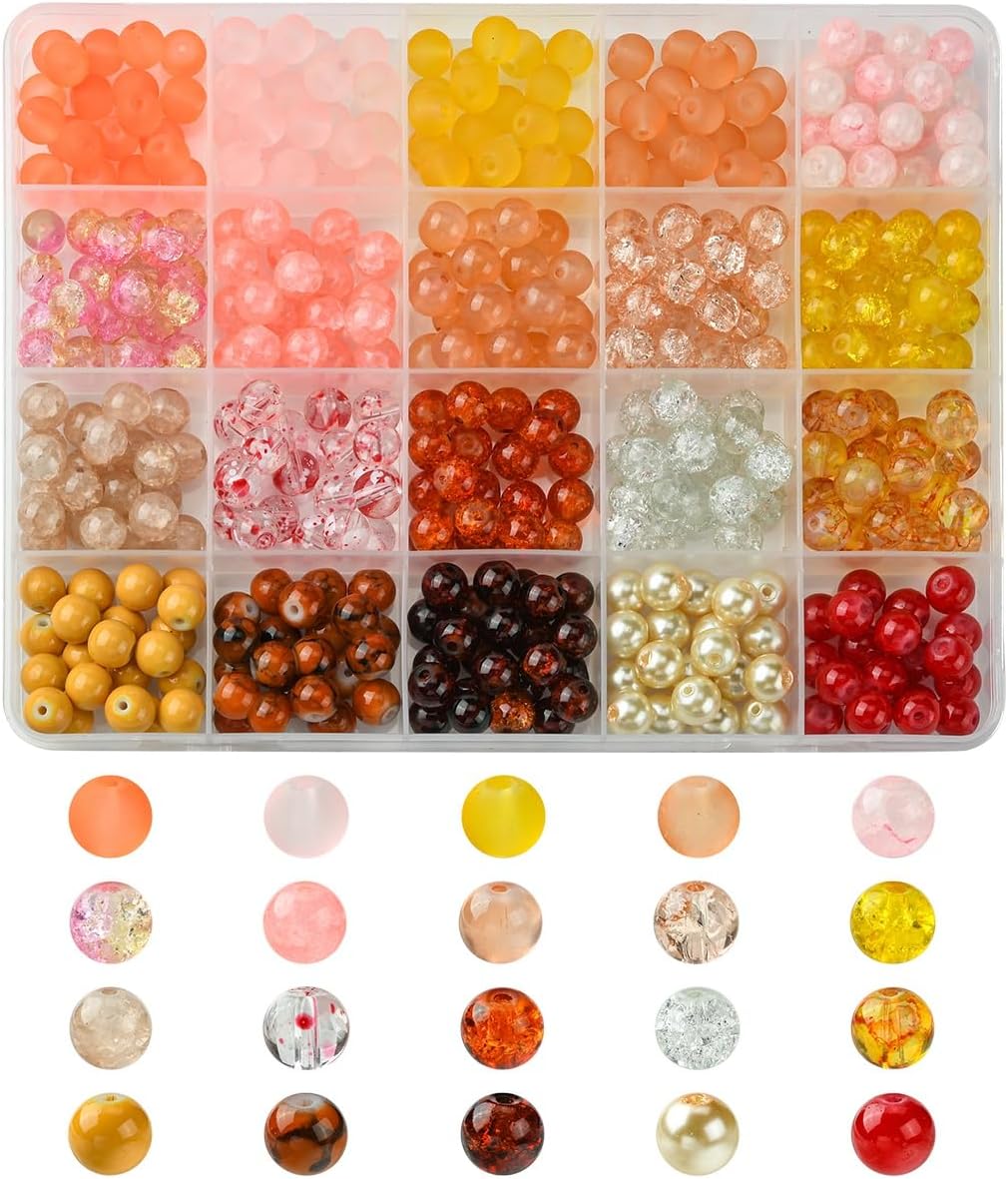 Amazon.com: Echoed Elegance 8 Color Gradient Glass Beads Kit - 400pcs 8mm Round Beads for DIY ...