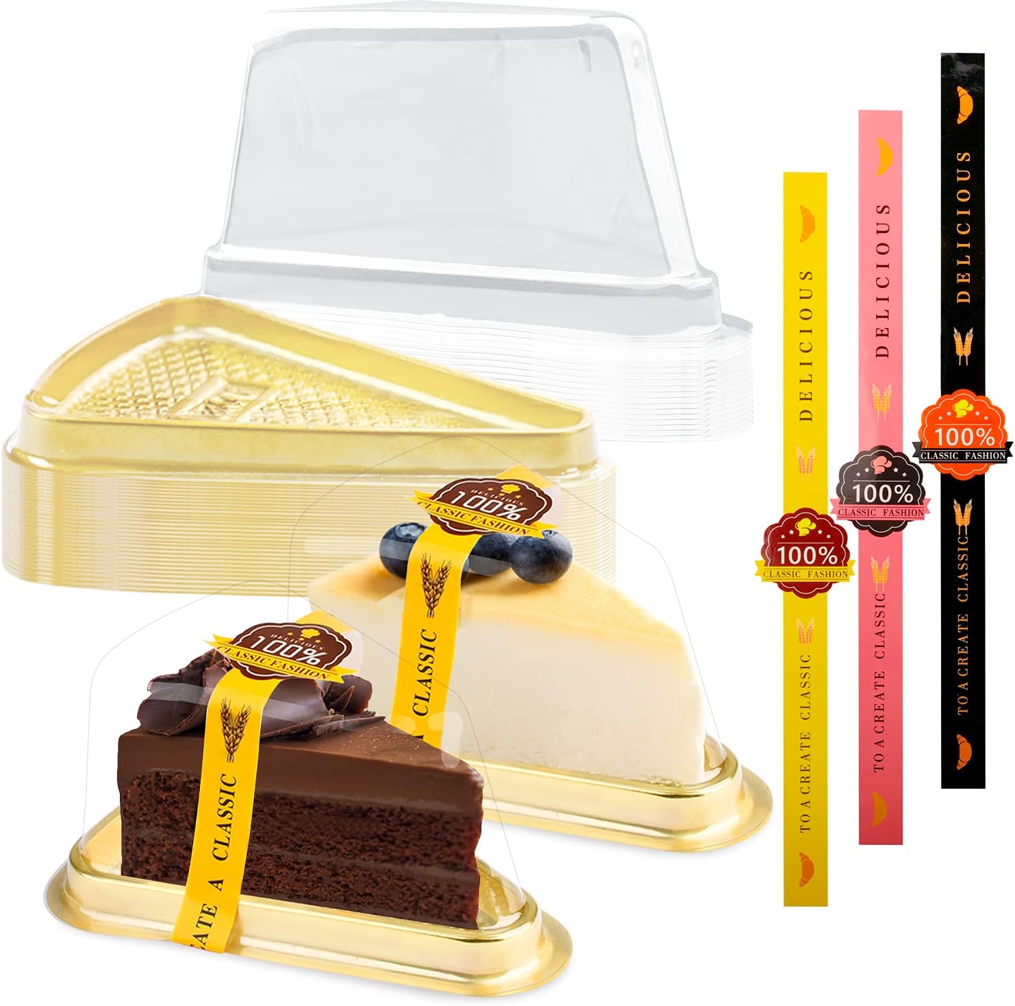 Amazon.com: 100 Pcs Cake Slice Containers with Lids Plastic Disposable ...