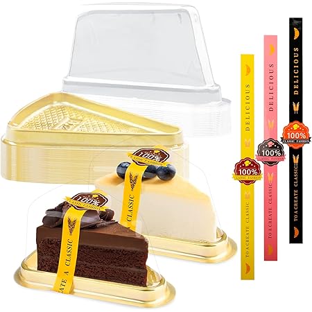 Amazon.com: 50 Pack Cake Slice Containers, Clear Plastic Cake ...