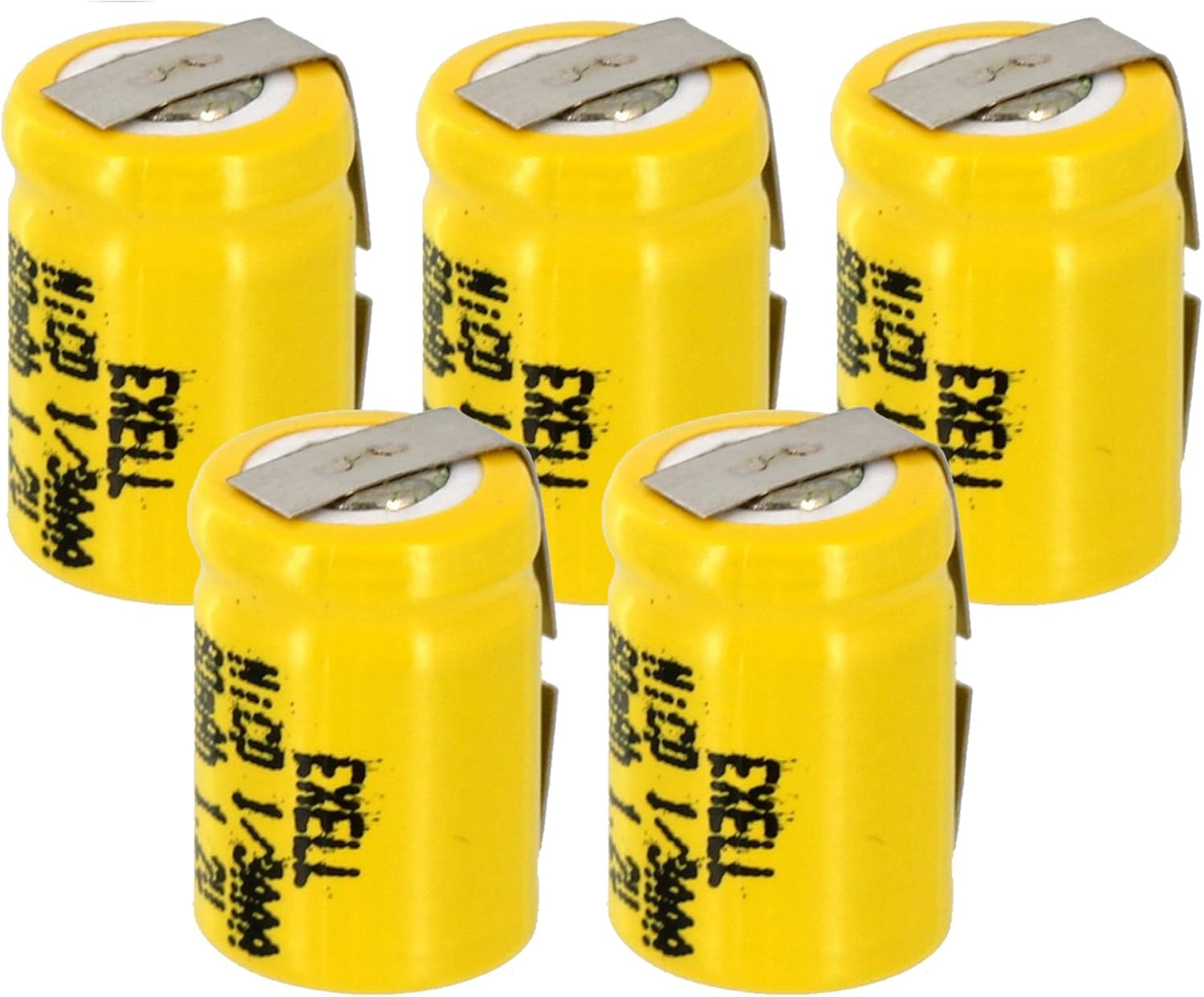 Amazon.com: 5x Exell 1/3AAA NiCD 80mAh 1.2V Flat top Rechargeable ...