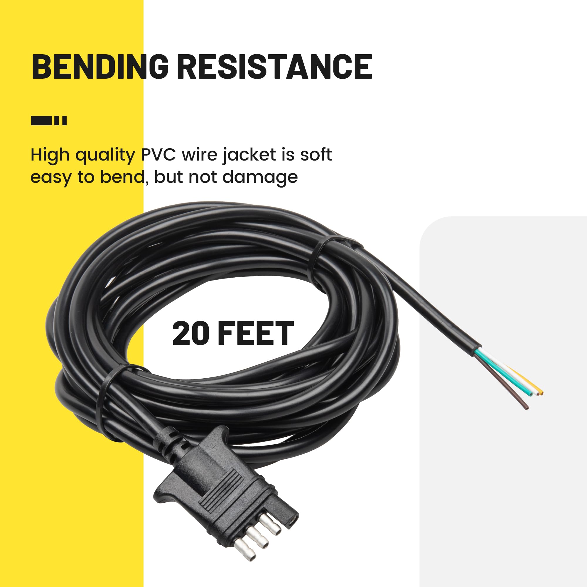 Snapklik.com : 4-Pin Flat Wiring Harness 20 Feet Jacketed Cable Trailer ...