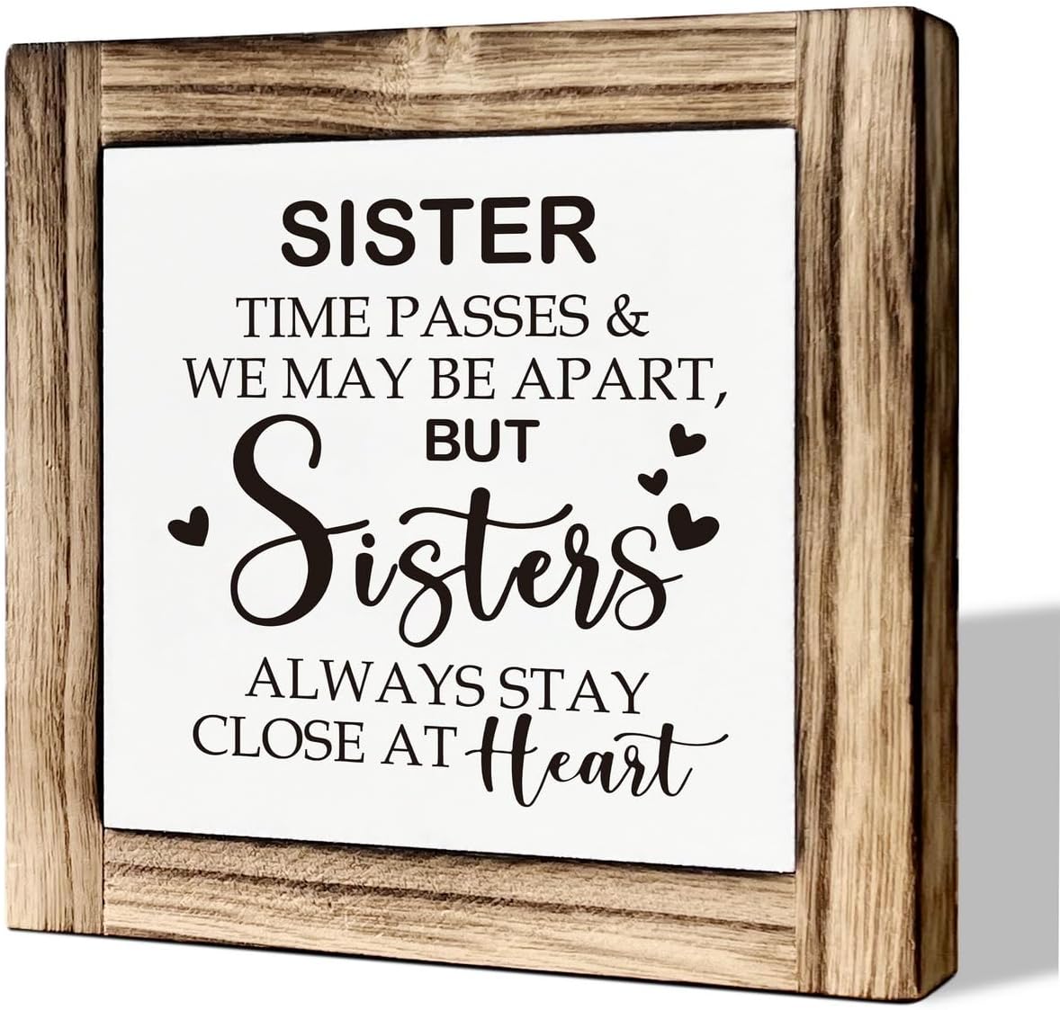Amazon.com: JXZOLQ Rustic Wooden Tabletop Decor Sign, Sisters Always ...