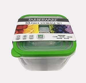 Amazon.com - FARBERWARE Plastic Square Food Storage, Green