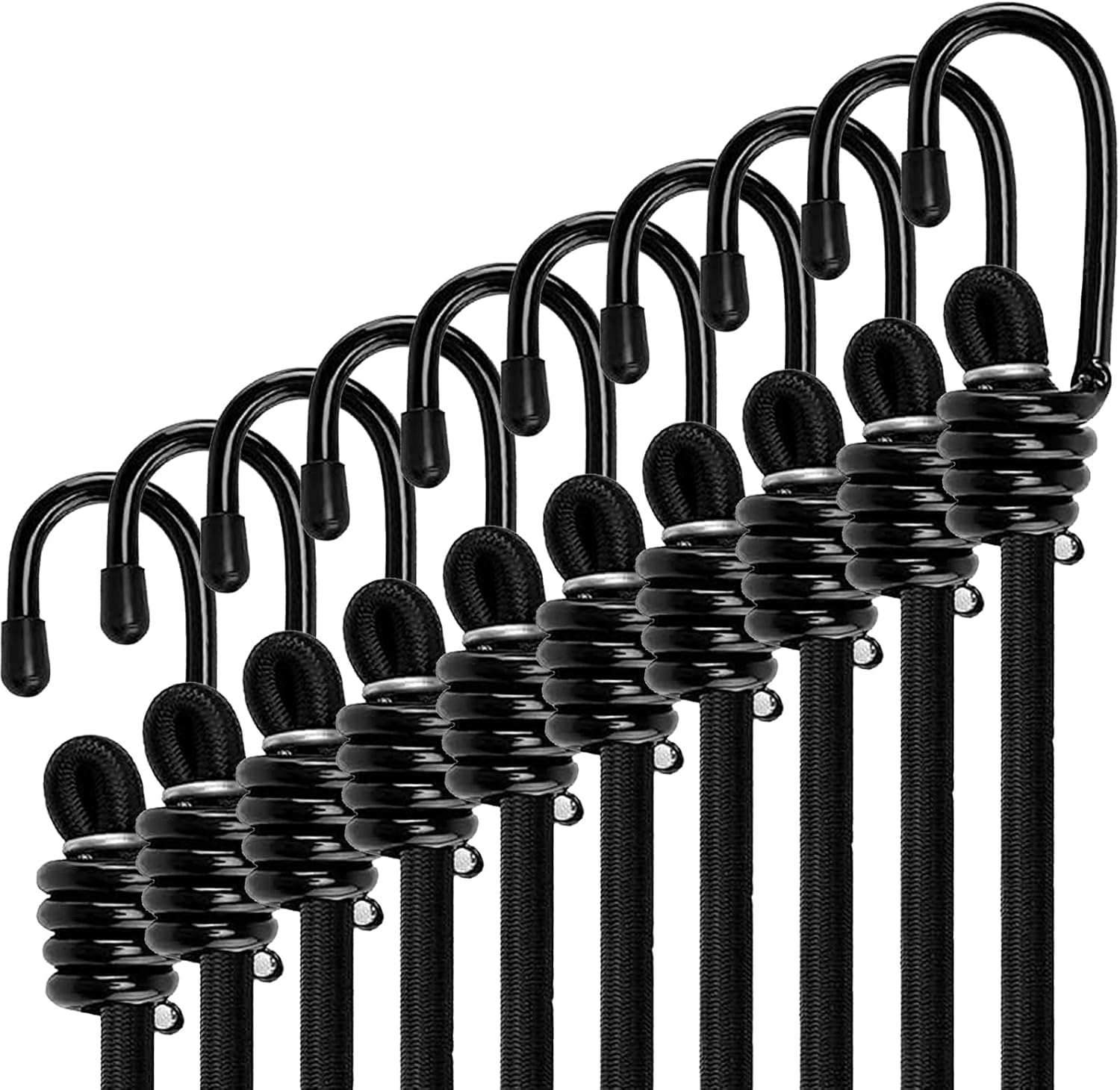 10 Pack Bungee Cords With Hooks, Heavy Duty Elastic Bungee Straps ...