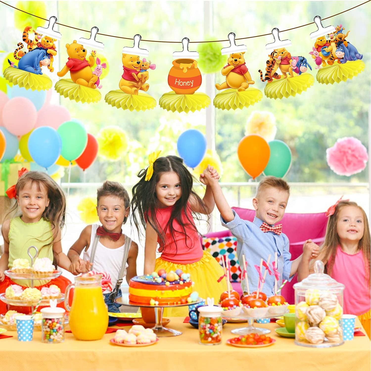 Buy 7Pcs Winnie Honeycomb Centerpieces Winnie Table Decorations Table ...