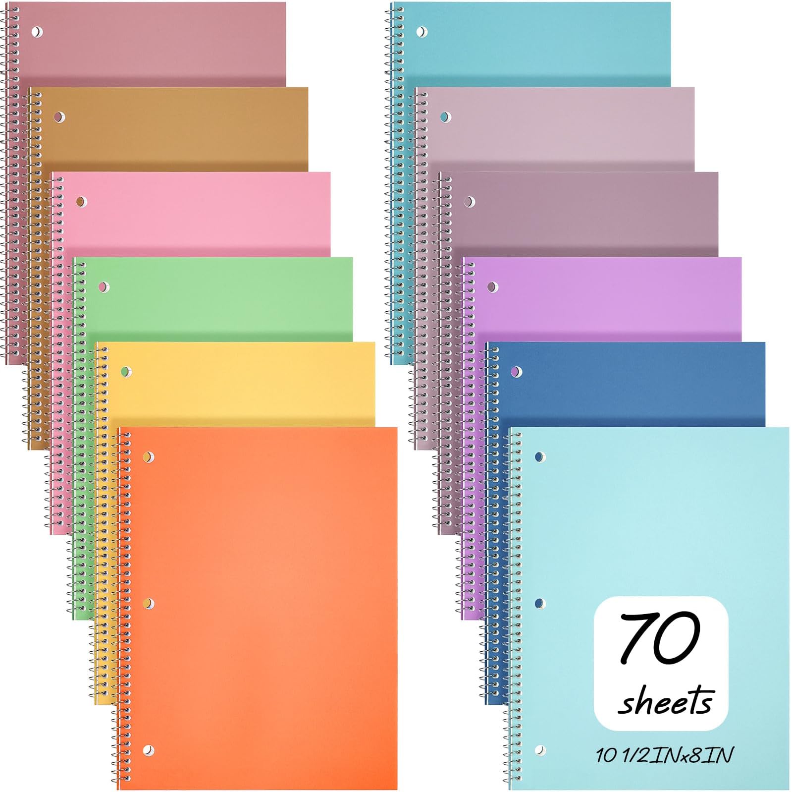 Amazon.com : Teling 12 Pcs 1 Subject Spiral Notebook Wide Ruled ...