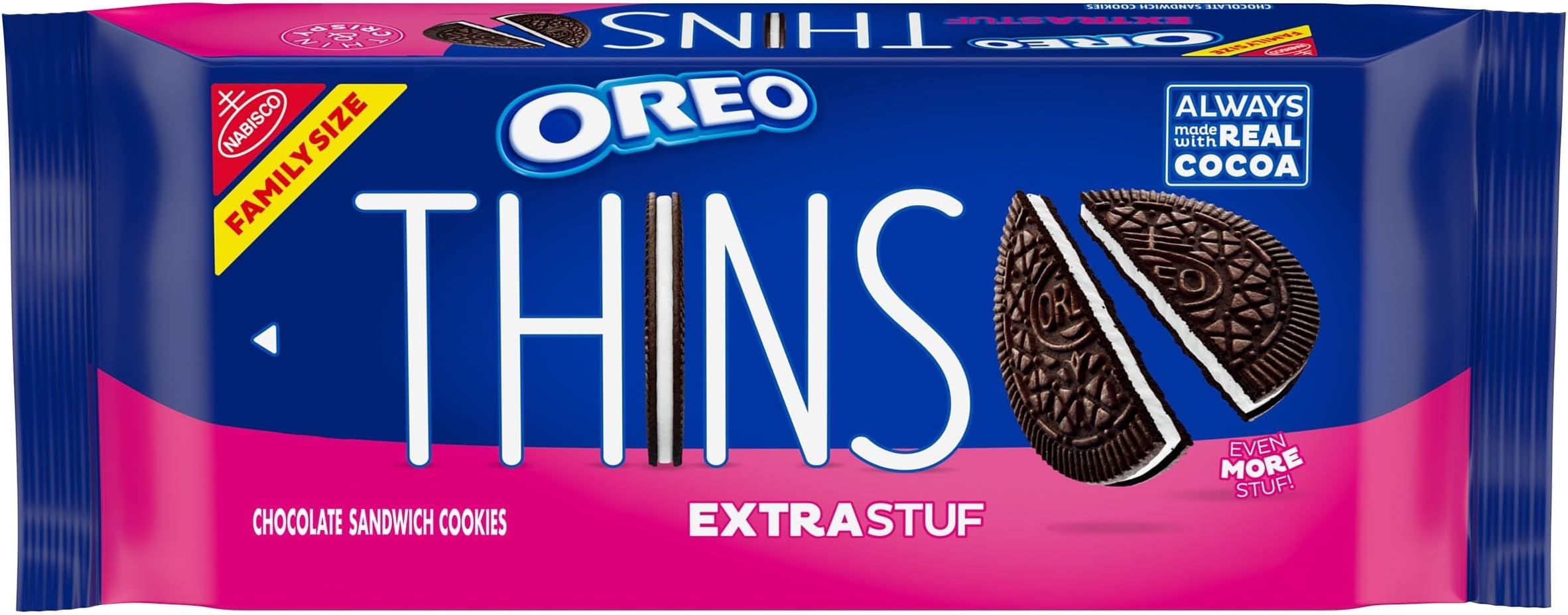 Amazon.com: OREO Thins Extra Stuf Chocolate Sandwich Cookies, Family ...