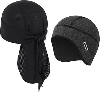Amazon.com: MELASA Cooling Do Rags Skull Cap and Winter Fleece Lined ...