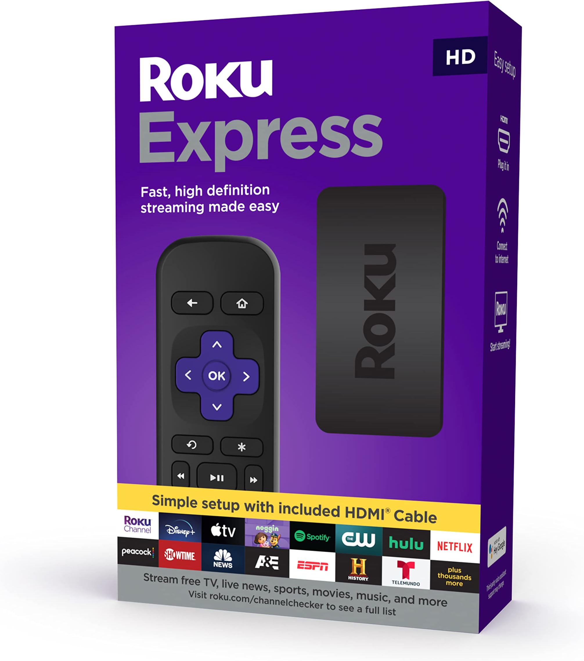 Roku Express | HD Roku Streaming Device with Simple Remote (no TV ...