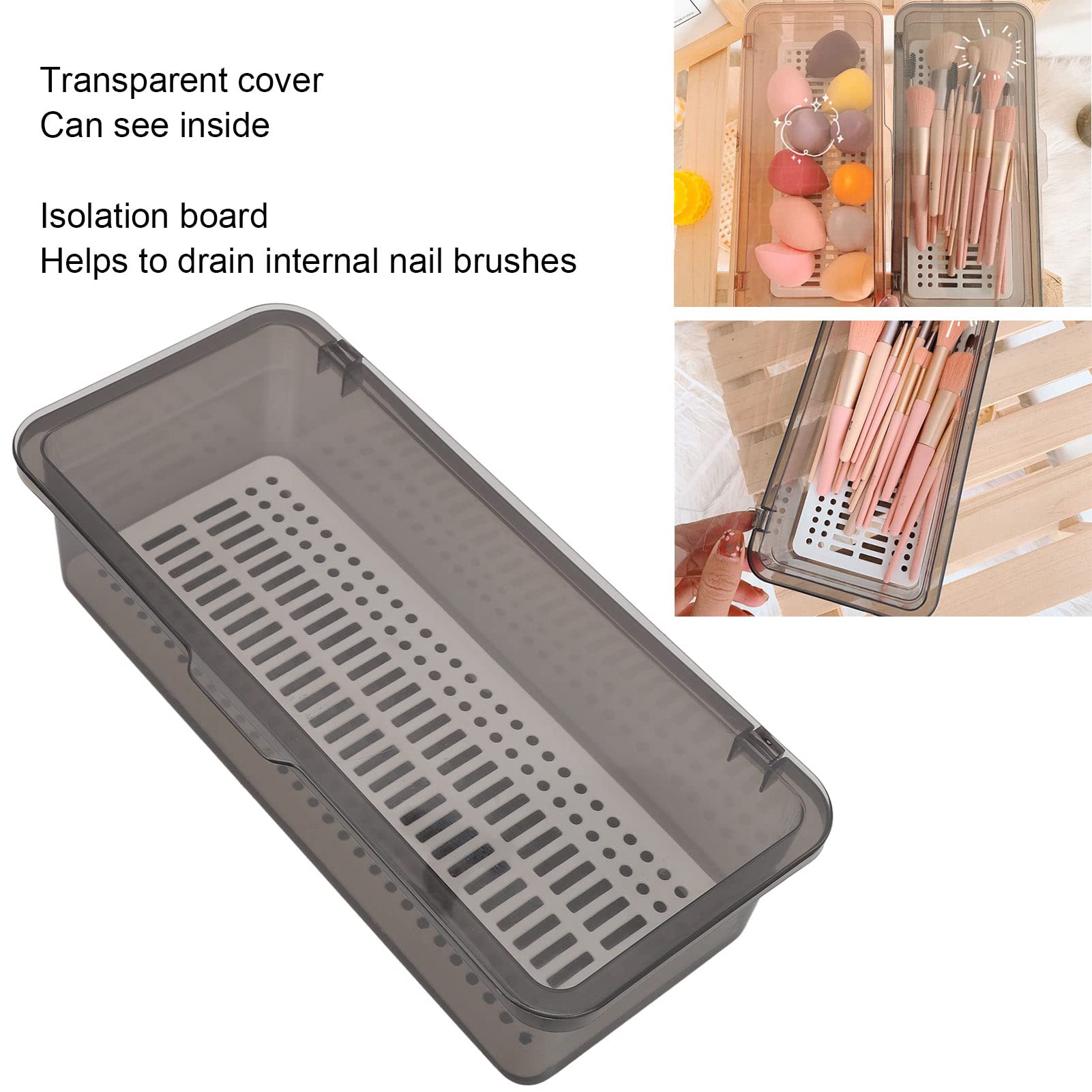 Nail Brush Storage Case, PC Nail Brush Storage Box Organizer Dustproof ...