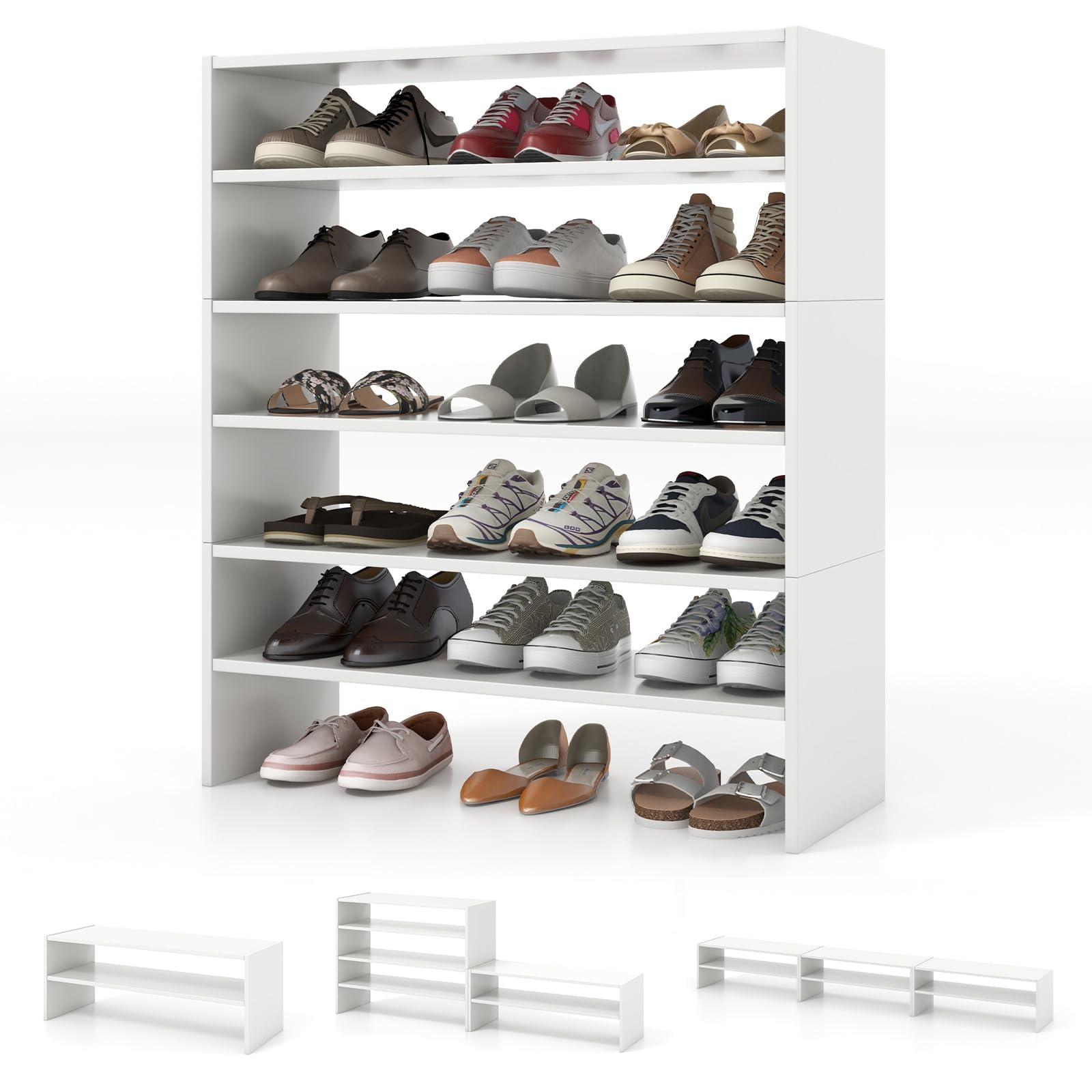 Amazon.com: Tangkula Stackble White Shoe Rack, Space Saving 6-Tier ...