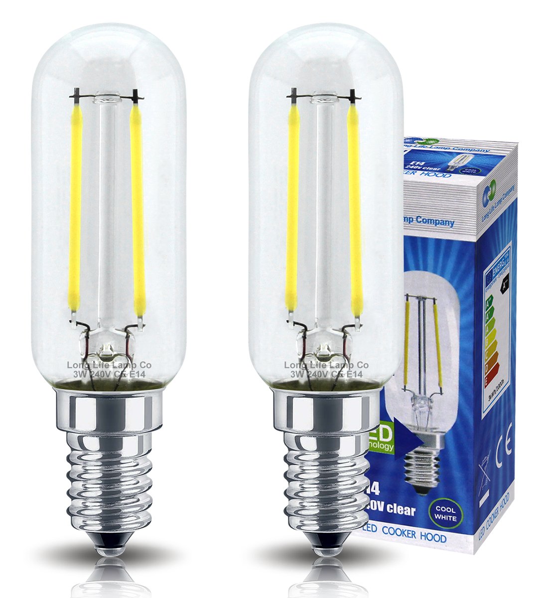 Long Life Lamp Company 2 Pack LED Cooker Hood Bulb 3w = 40w Brightness ...