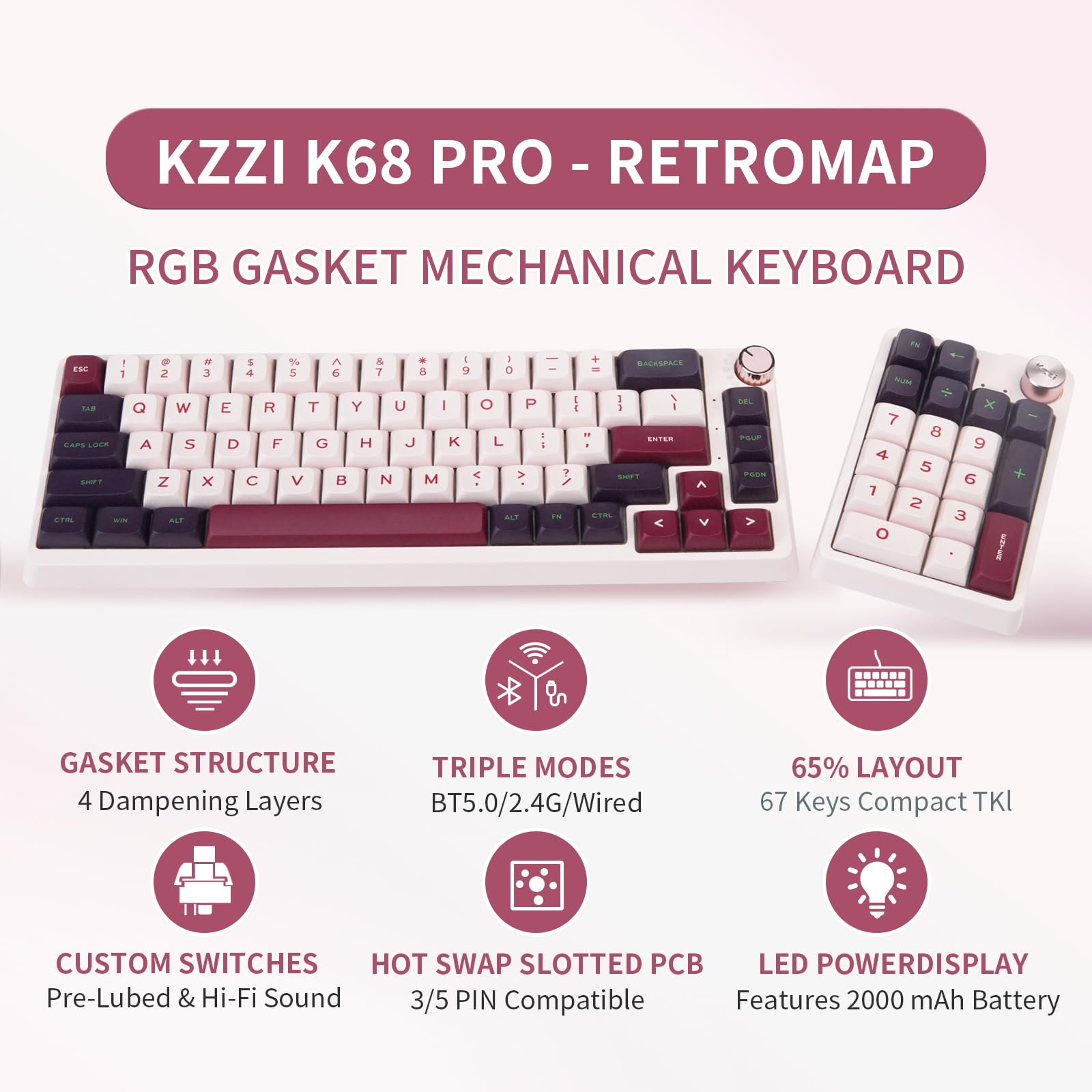 Snapklik.com : Kzzi Mechanical Keyboard Number Keyboard Kit - 67Keys ...