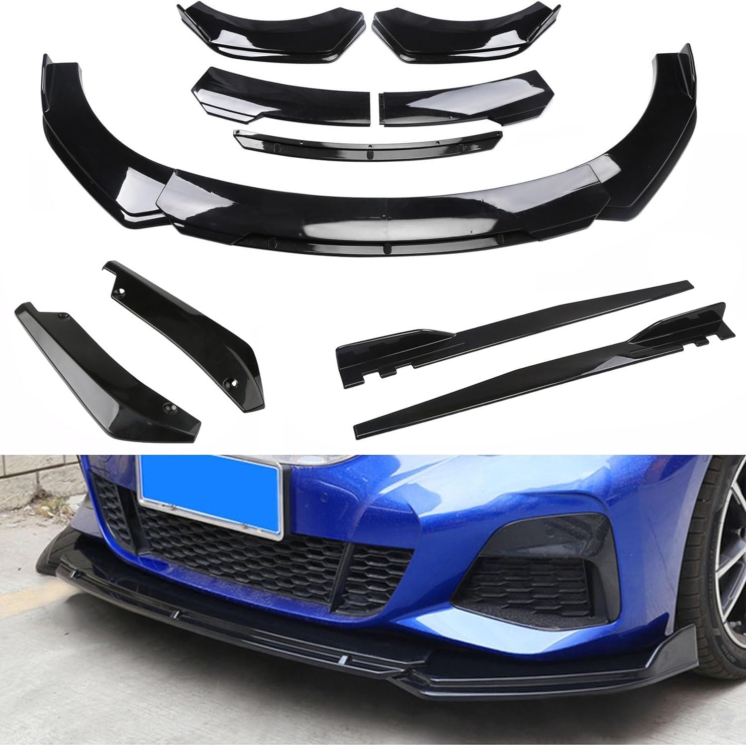 Amazon | 日産ノートオーラ FE13 NOTE AURA 適用バンパースポイラー フロントカーボンファイバー バンパー リップ スポイラーキット 4分割式調整可能なバンパーリップ ...