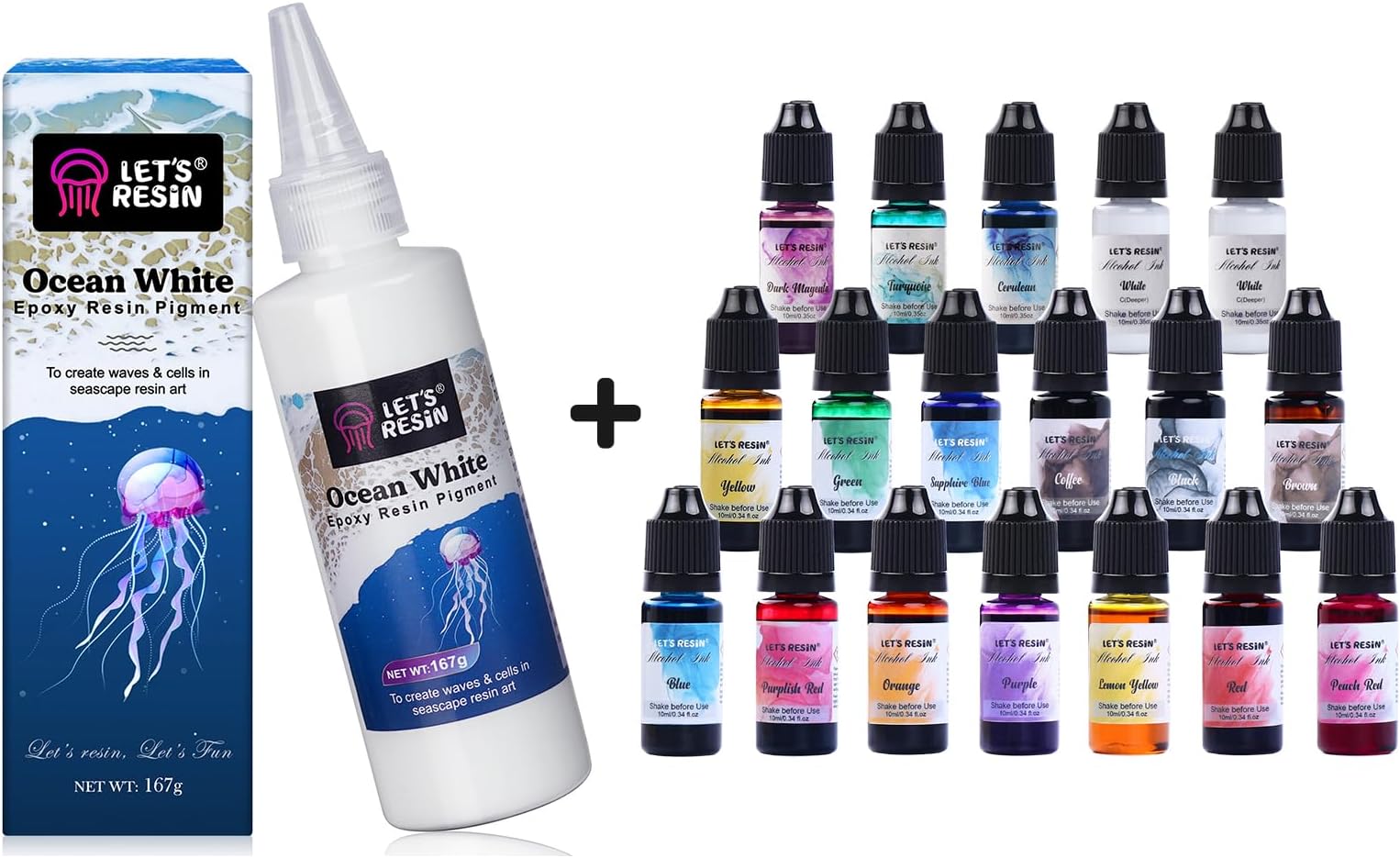 Amazon.com: Bundle Set of 167g Ocean White Epoxy Resin Pigment and 18 ...