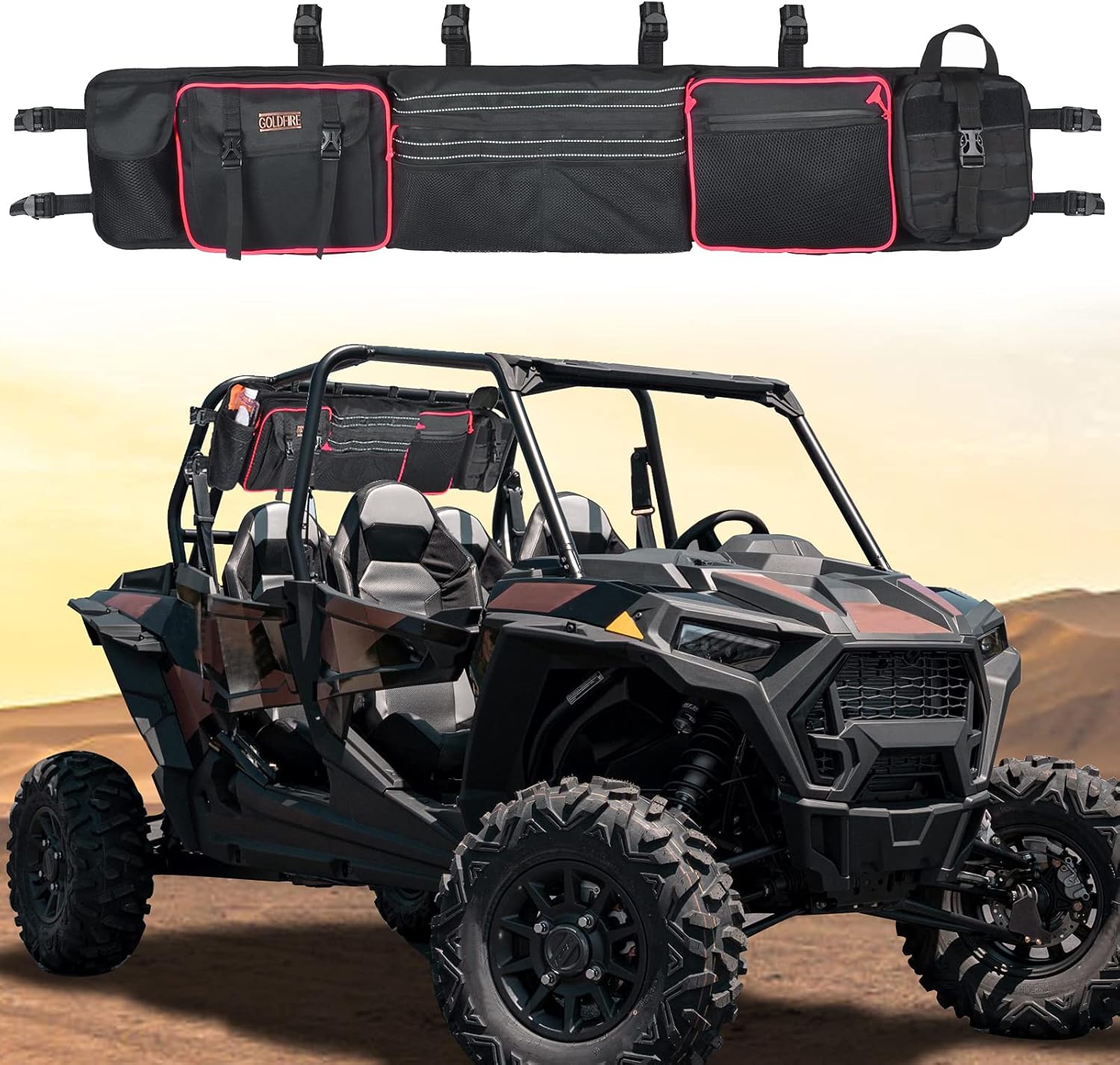 Amazon.com: FHV UTV Roll Cage Organizer, Roll Bar Cargo Bag Rear Tools ...