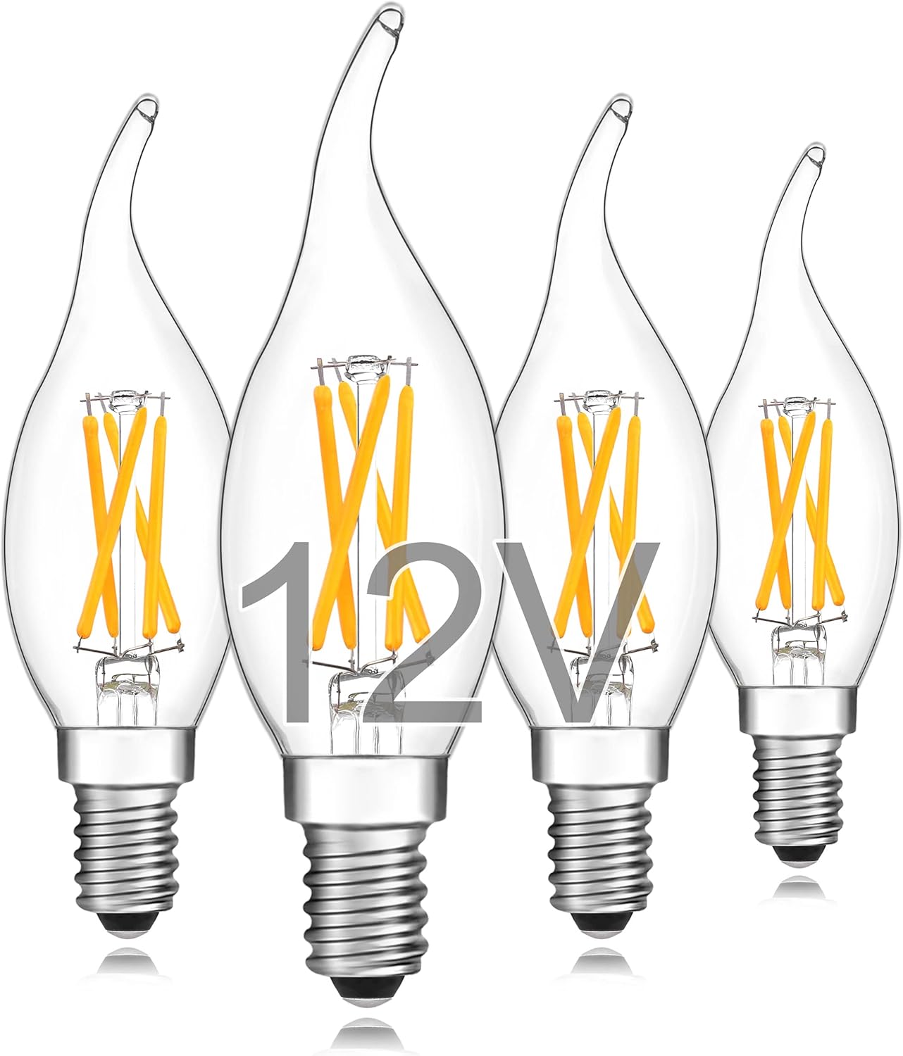 12V E12 LED Light Bulbs - Soft Warm 2700K 4W (Only for 12 Volt DC/AC ...