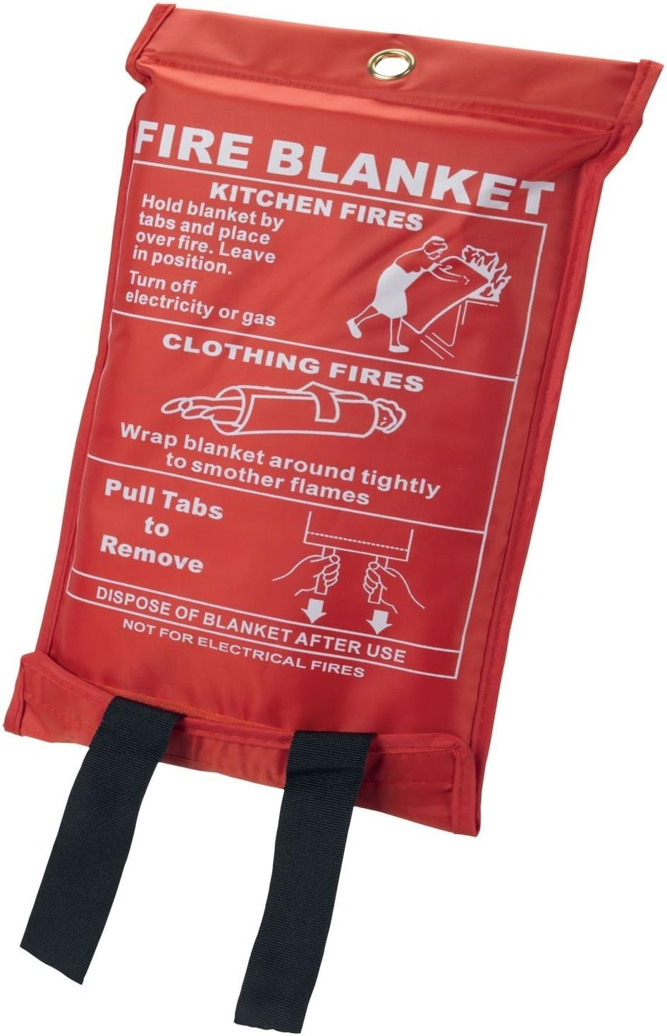 Fire Blanket Large - Quick Unfolding & Easy to Use with Loops 1m x 1m ...