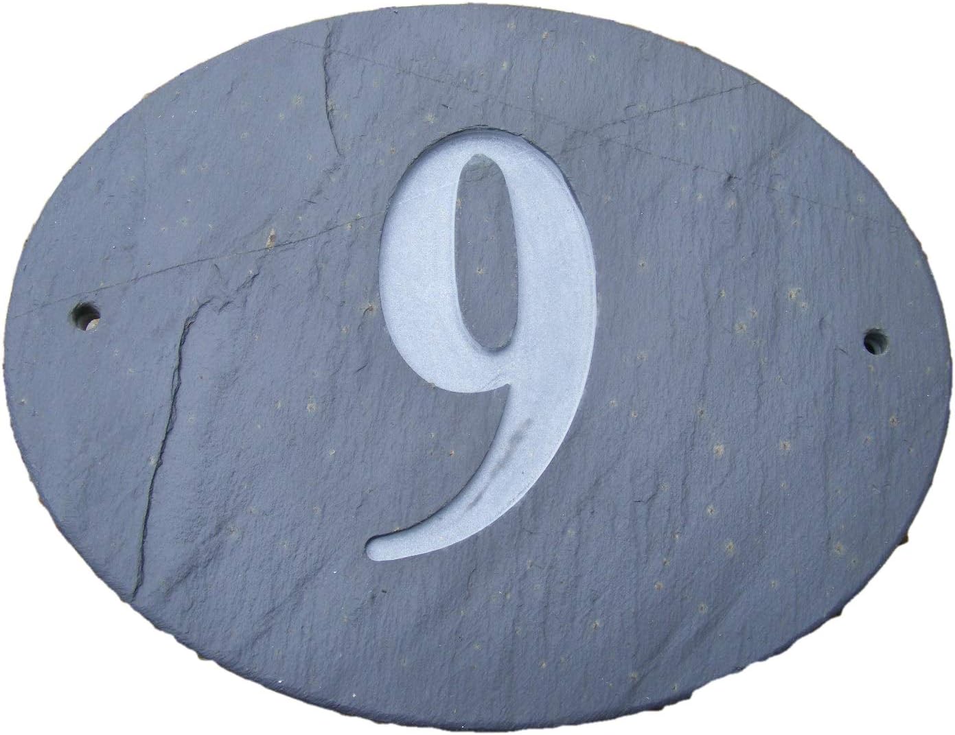 FastCraft NUMBER 9 OVAL NATURAL GREY SLATE HOUSE DOOR NUMBER 7″ x 6 ...