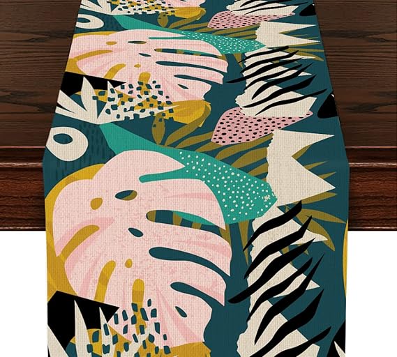 Amazon.com: Boho Palm Leaves Table Runner, Kitchen Dining Table Decor ...