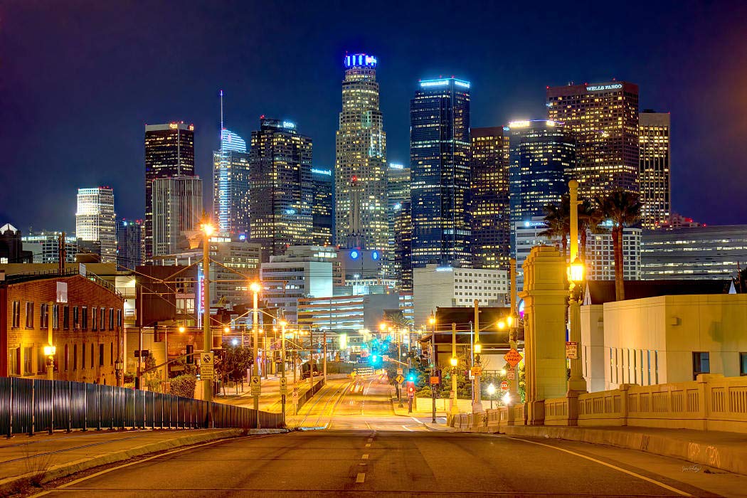 Amazon.com: Los Angeles Skyline Night UNFRAMED Photo Print Poster View ...