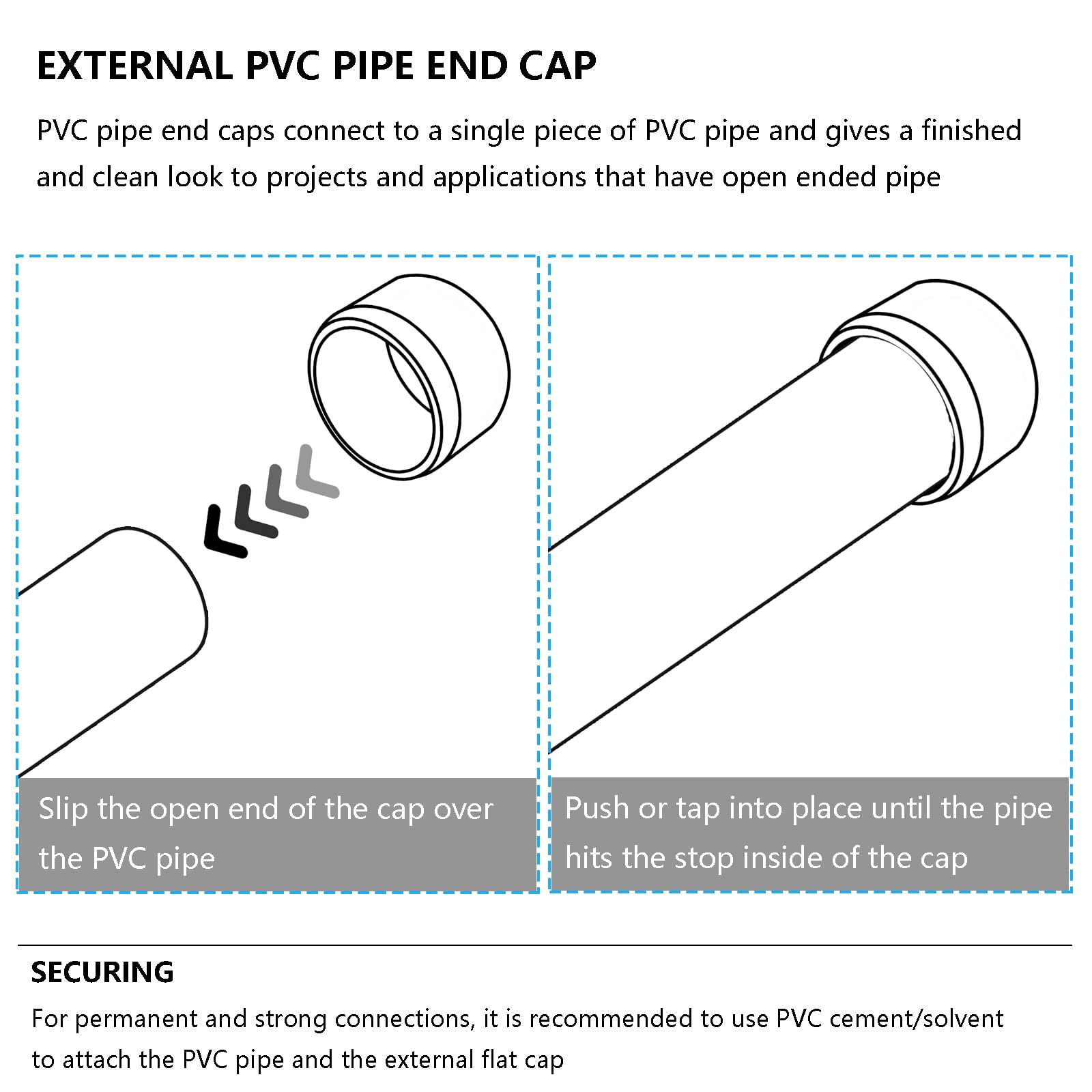 Snapklik.com : 30Pack 3/4 Inch PVC End Cap Fittings, Flat PVC Cap For ...
