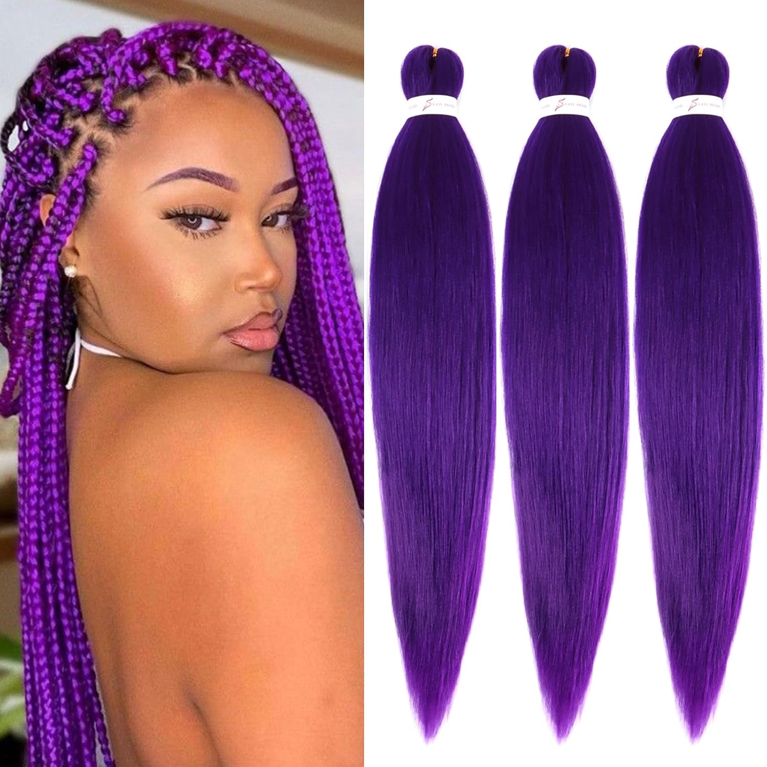 Amazon.com : ADIASAI Braiding Hair Pre Stretched 24 Inch 3 Packs ...