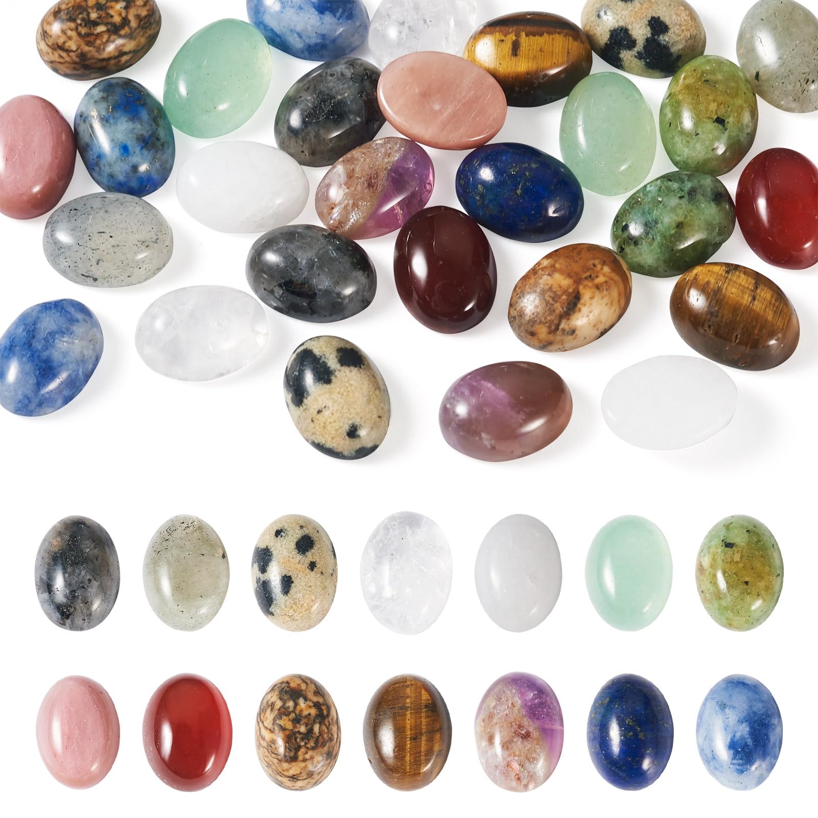 Amazon.com: KISSITTY 28Pcs Gemstone Cabochons 14 Styles 6×8mm Round ...