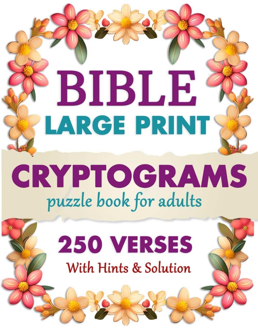 Bible Cryptograms puzzle books for adults in large print : 250 Bible ...