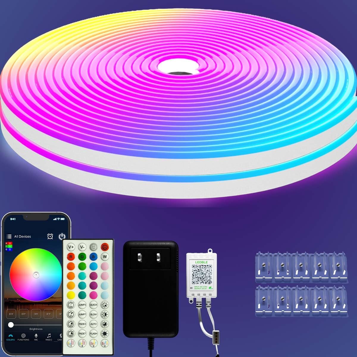 Amazon.com: GIPTPLY Led Lights for Bedroom 32.8ft, Led Strip Lights ...