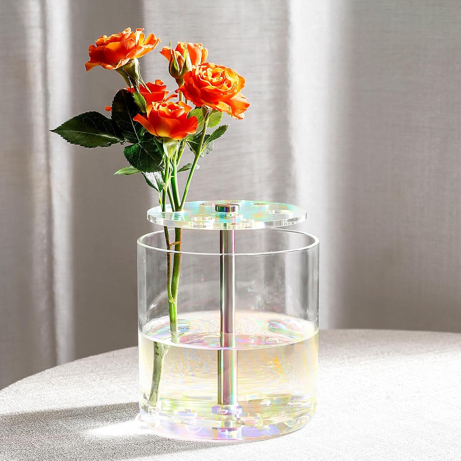 Amazon.com: Glass Clear Flower Vase,Unique Modern Small Cylinder Hand ...