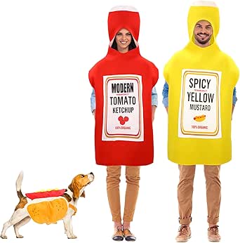 Amazon.com: Newcotte 2 Pcs Ketchup and Mustard Couple's Halloween ...