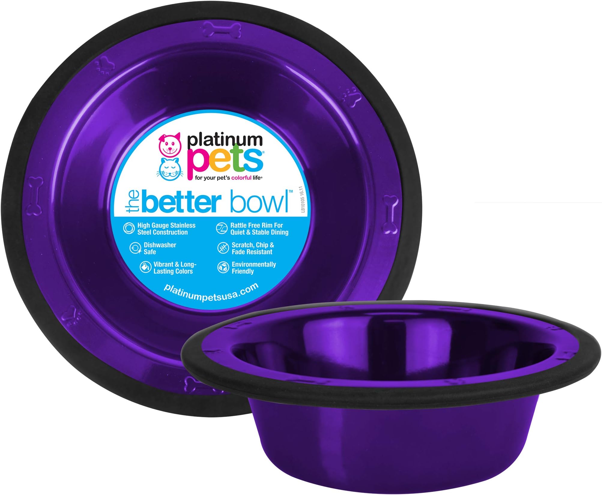 Pet Supplies : Platinum Pets Non-tip Stainless Steel Cat Bowl, 6 oz ...