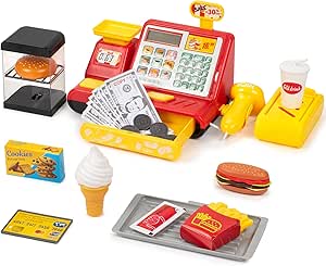 Amazon.com: Pretend Play Calculator Cash Register Toy, Supermarket Shop ...