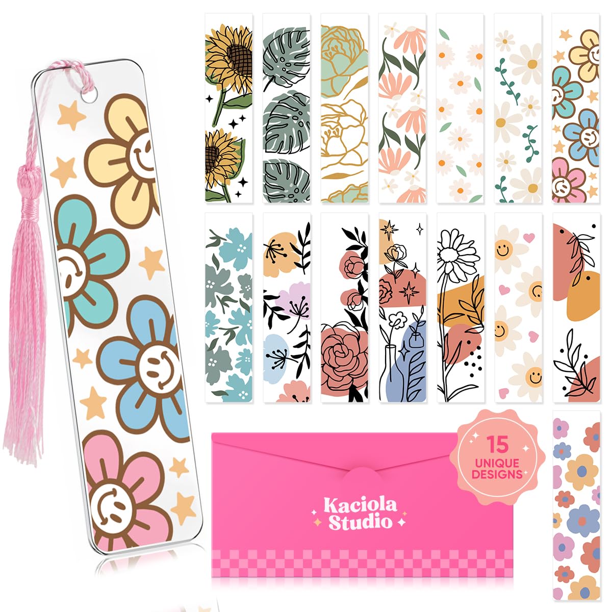 Amazon.com: Kaciola 15 Sheets Flower UV DTF Bookmark Wraps, Acrylic ...