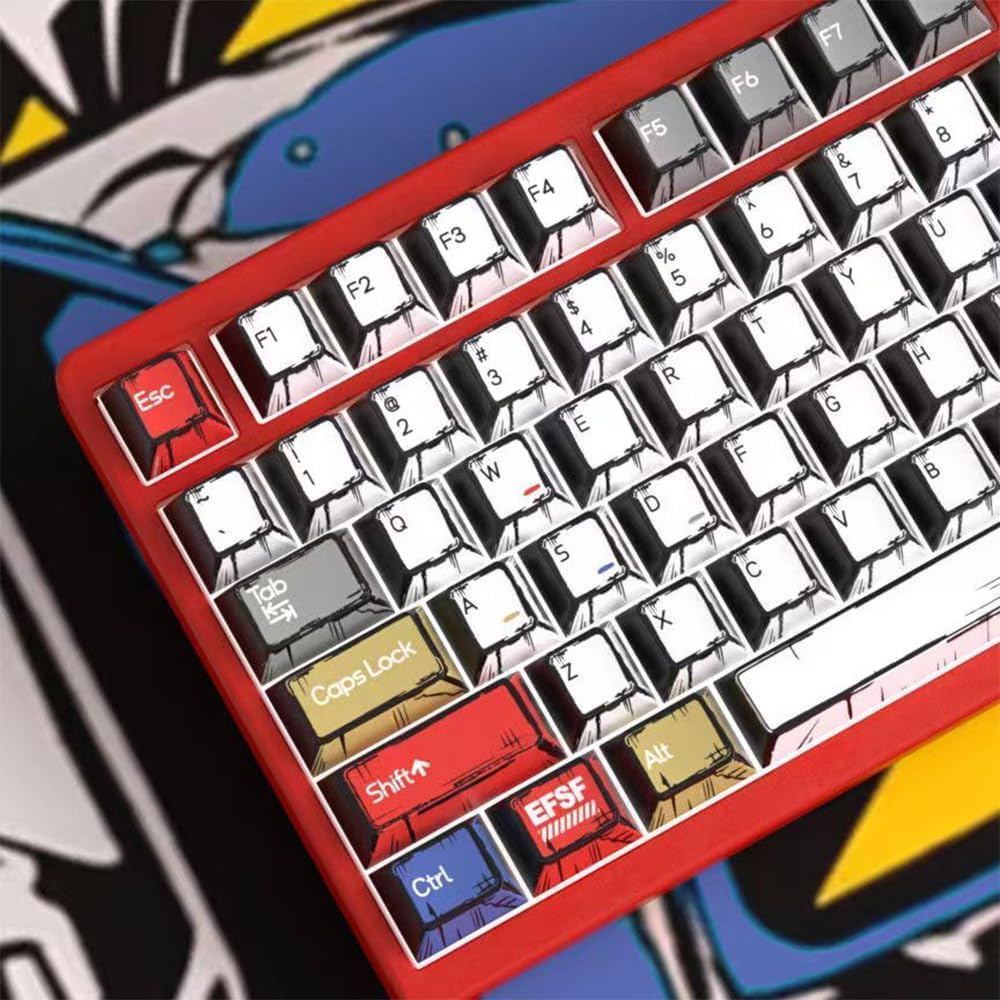 135 Keys Retro PBT Keycaps, Keycaps Set with Cartoon Motifs, Keycaps ...