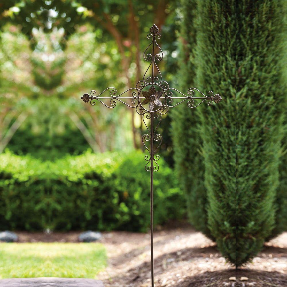 Amazon.com : Cross Garden Stake with Kinetic Detail : Wind Sculptures ...