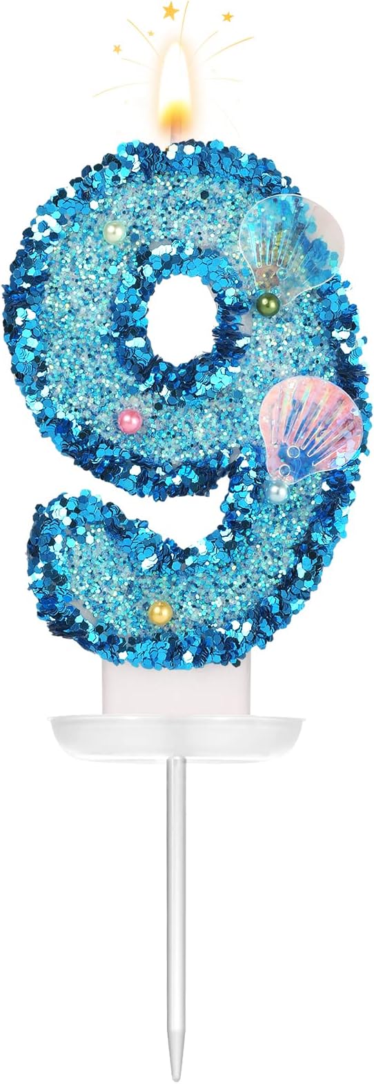 Amazon.com: 3 Inch Shell Birthday Number Candle, Glitter Number Candle ...