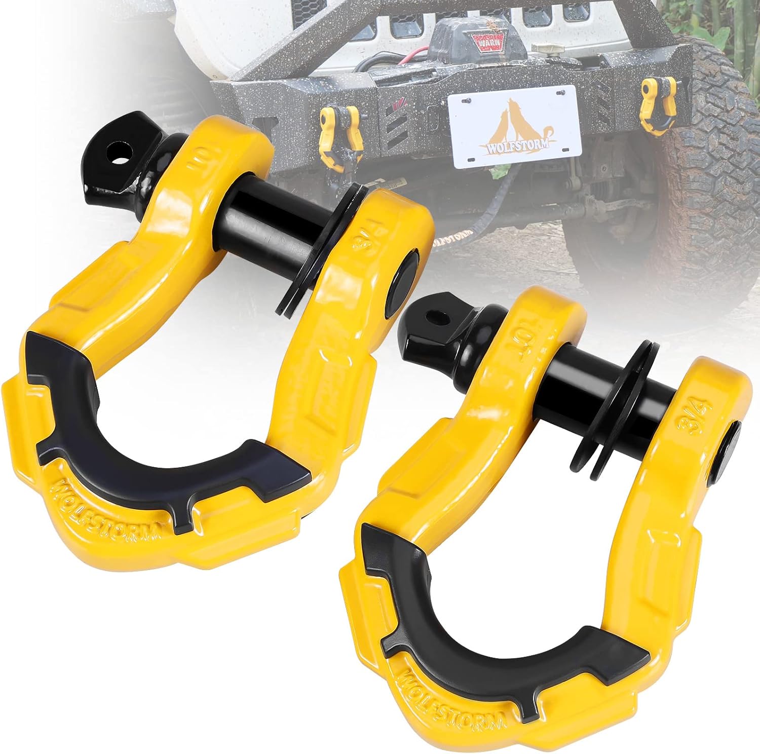 Amazon.com: WOLFSTORM 3/4 Inch Shackles for Off-Road,77000LBS Break ...
