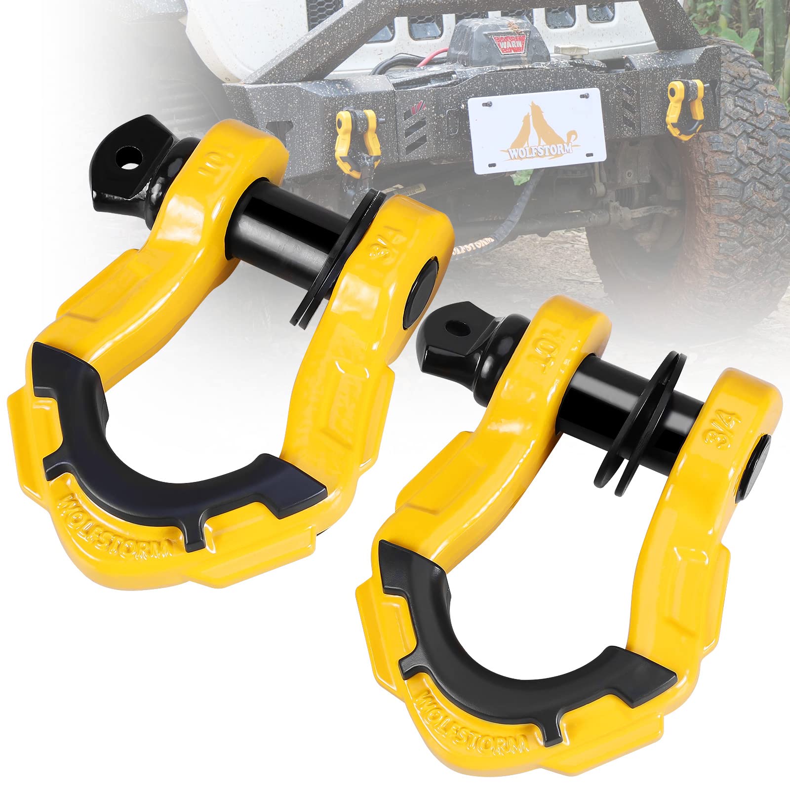 Amazon.com: WOLFSTORM 3/4 Inch Shackles for Off-Road,77000LBS Break ...