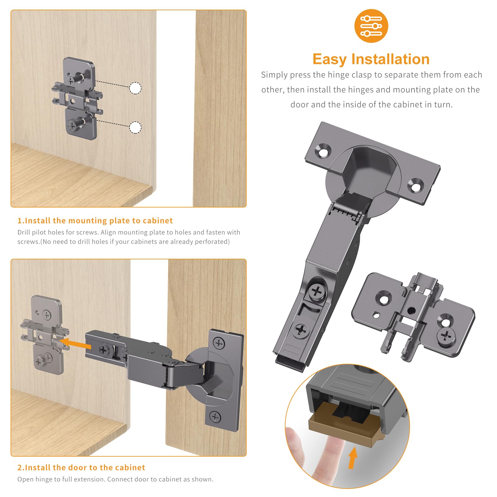 Snapklik.com : 30 Pack Frameless Inset Soft Close Concealed Hinges ...