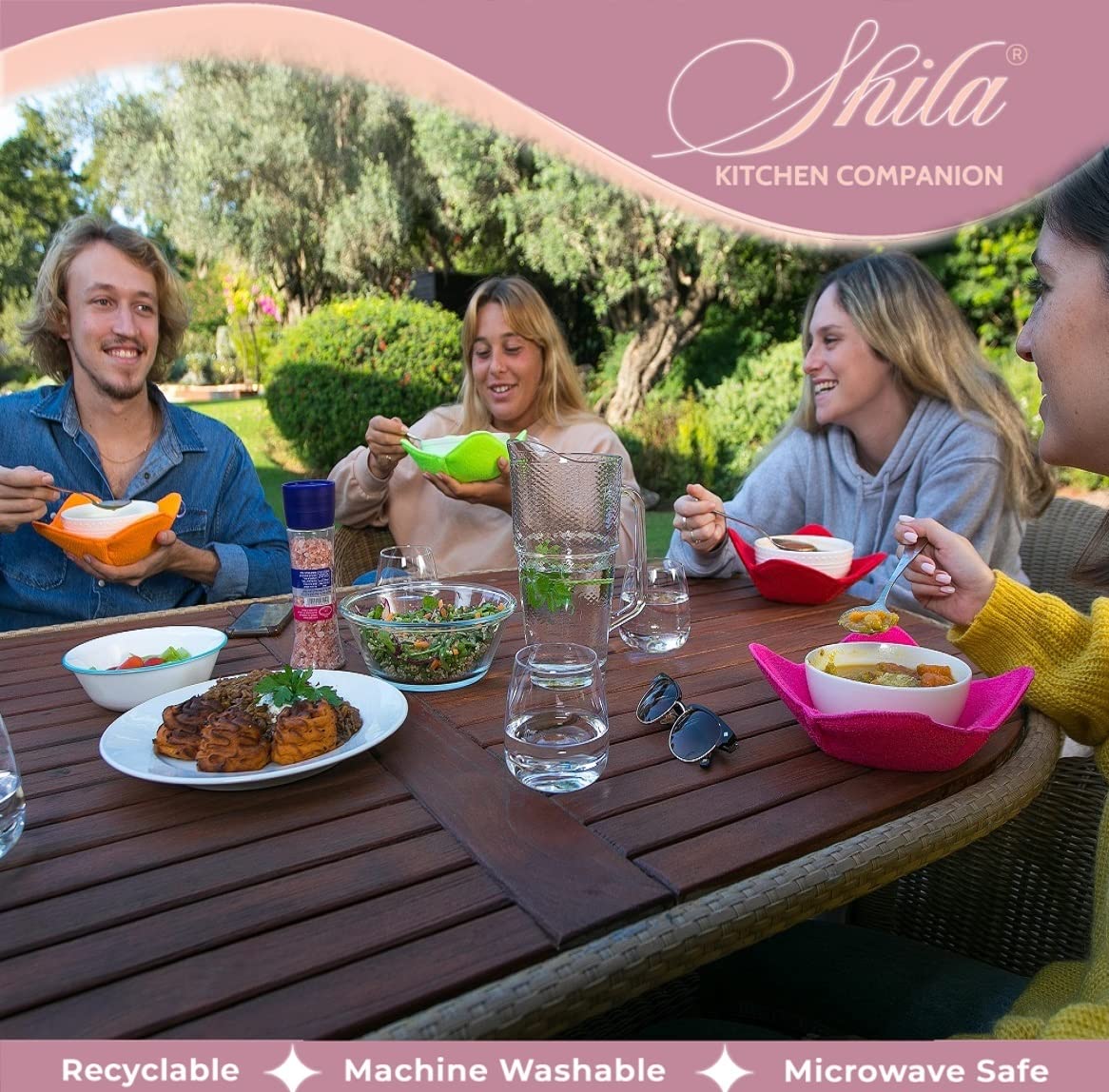 SHILA Bowl Snuggies, Blue Mix Set of 5 Microwave-Safe Hot Bowl Holders ...